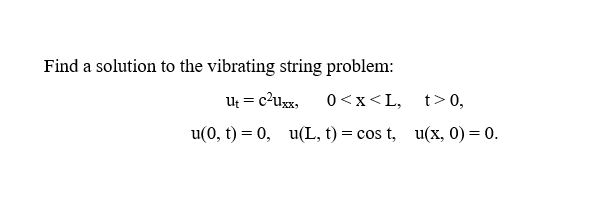 Solved Find a solution to the vibrating string problem: U= | Chegg.com