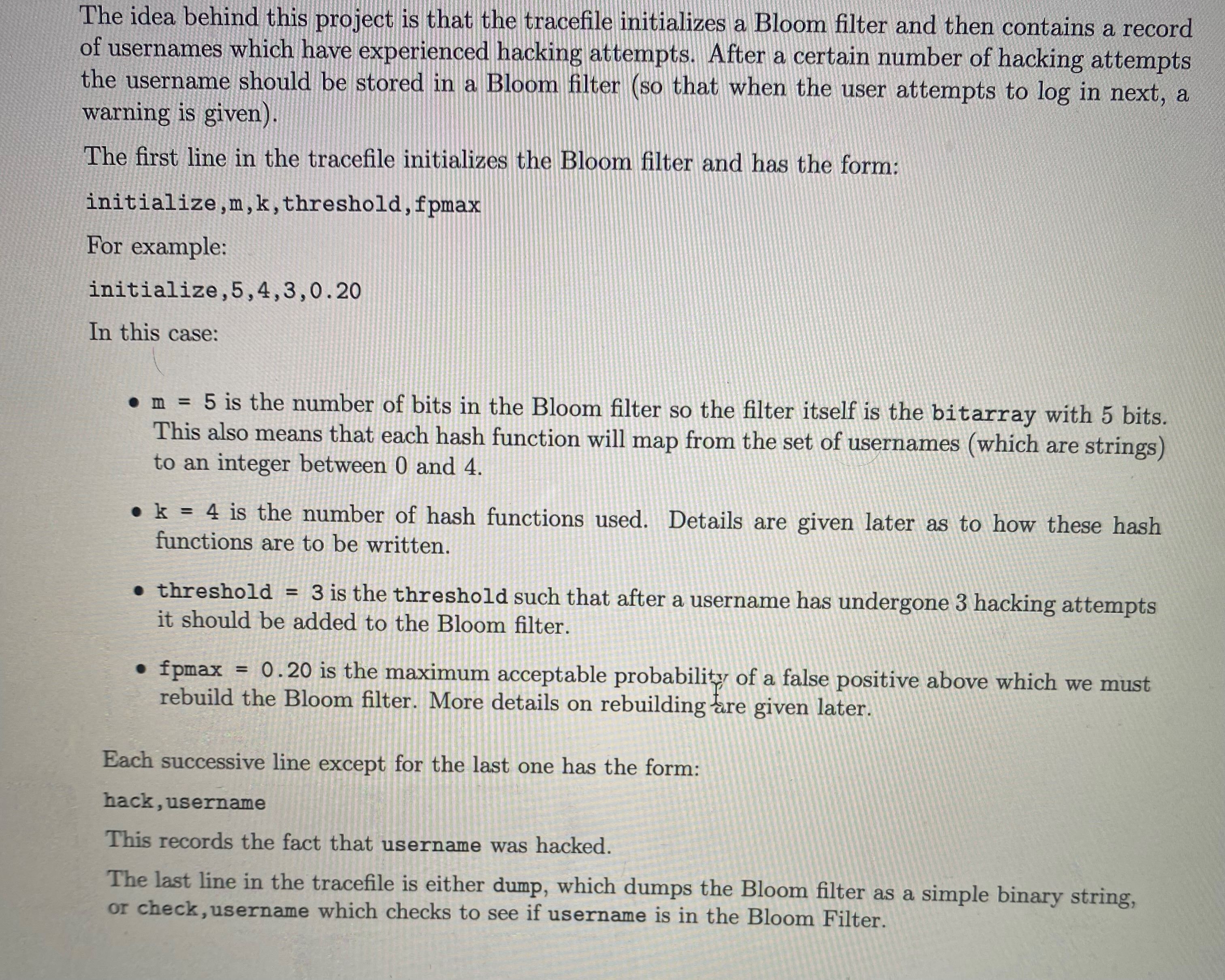 Solved The idea behind this project is that the tracefile | Chegg.com