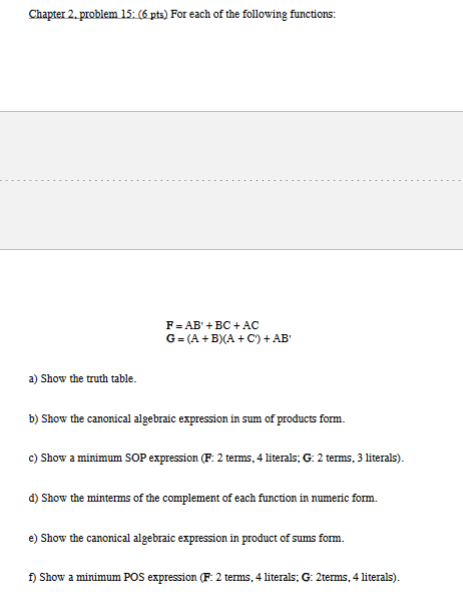 Solved Chapter 2. problem 15: ( 6pts) For each of the | Chegg.com