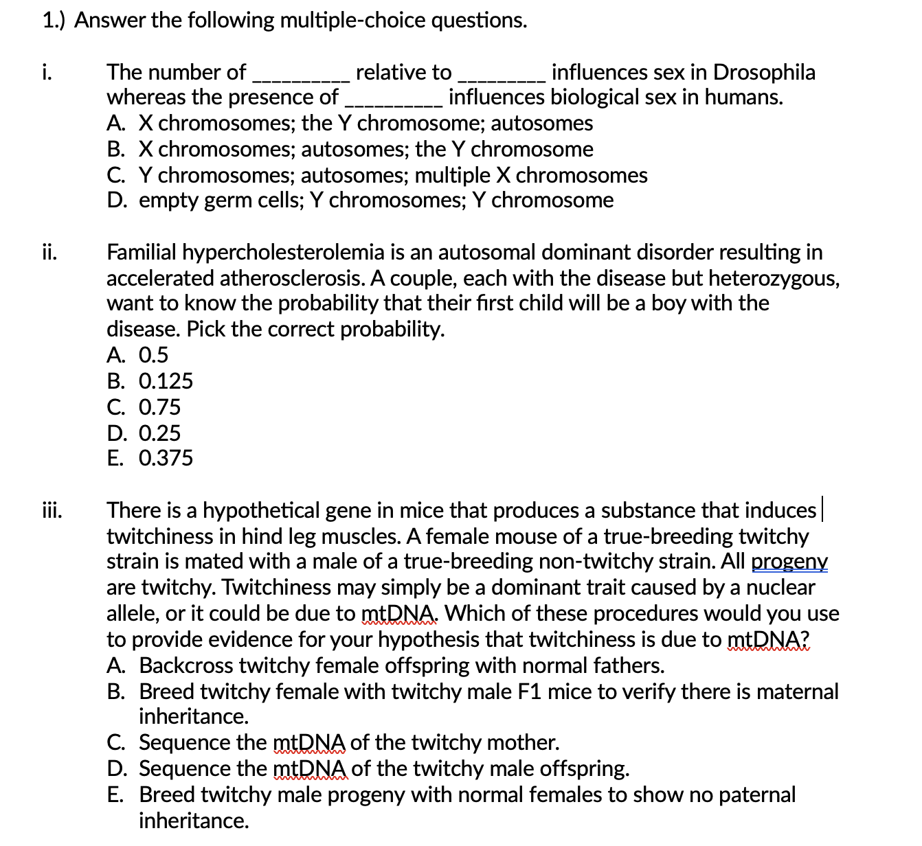Solved 1.) ﻿Answer the following multiple-choice | Chegg.com