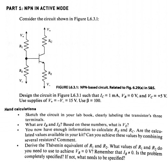Solved PART 1: NPN IN ACTIVE MODE Consider the circuit shown | Chegg.com