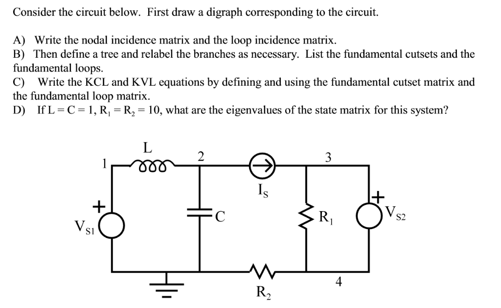Solved Consider the circuit below. First draw a digraph | Chegg.com