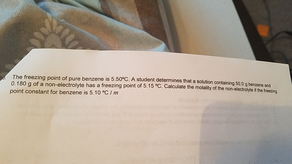 Solved the freezing point of pure benzene is 5.50°C. A | Chegg.com