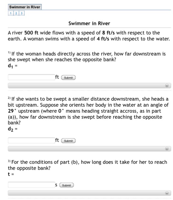 Solved A river 500 ft wide flows with a speed of 8 ft/s with | Chegg.com