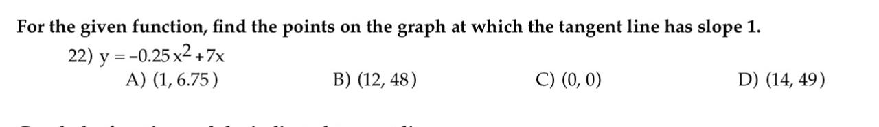 Solved For the given function, find the points on the graph | Chegg.com