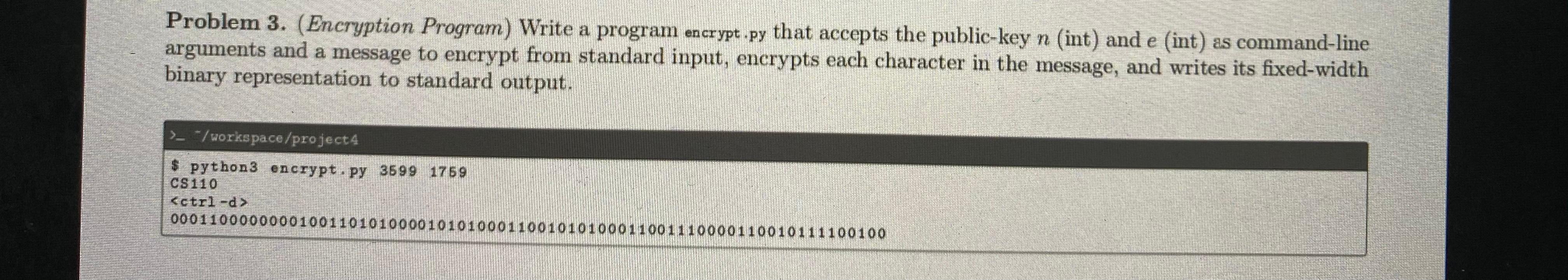 Project 4 (RSA Cryptosystem) This document only | Chegg.com