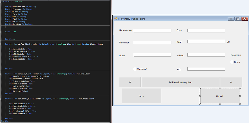 Solved Visual Basic Class Covering Basics Objects Object Arrays Making Inventory Tracker