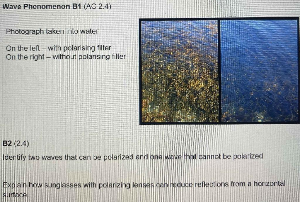 Solved Wave Phenomenon B1 (AC 2.4) Photograph taken into | Chegg.com