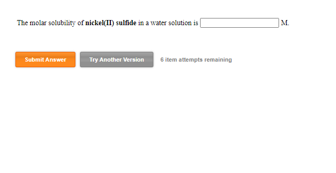 Solved The molar solubility of nickel(II) sulfide in a water | Chegg.com