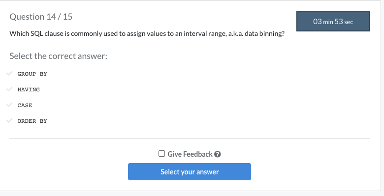 Solved Question 1415 03 Min 53 Sec Which Sql Clause Is 