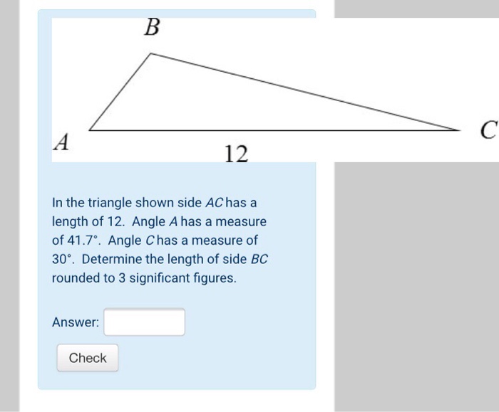 Solved 12 In the triangle shown side AC has a length of 12. | Chegg.com