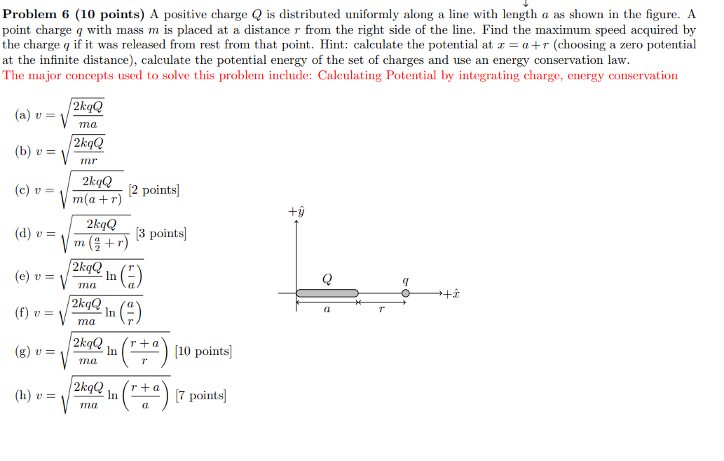 Solved A positive charge Q is distributed uniformly along a | Chegg.com