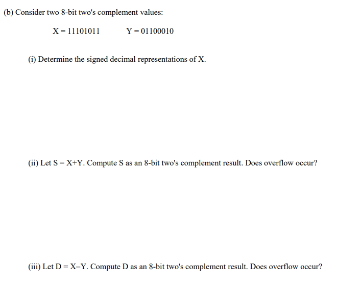 Solved (a) Consider the two 8-bit unsigned binary values: | Chegg.com