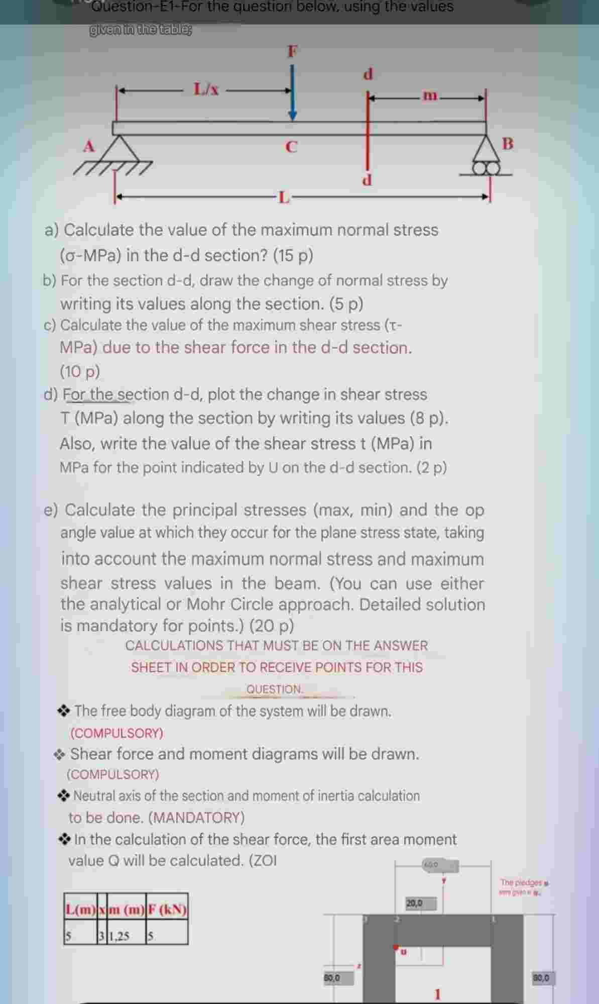 Solved a) ﻿Calculate the value of the maximum normal stress | Chegg.com