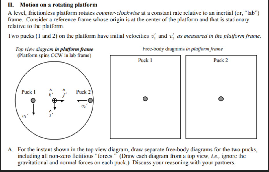 II. Motion on a rotating platform A level, | Chegg.com