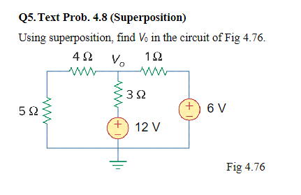 Solved Using superposition, find V0 in the circuit of Fig | Chegg.com