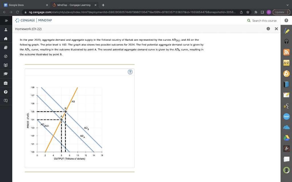 In the year 2023, aggregate demand and aggregate | Chegg.com