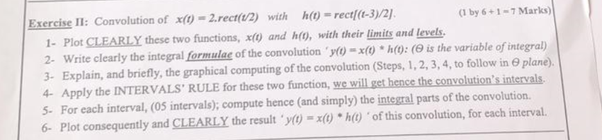 Exercise II: Convolution of x(t)=2.rect(t/2) with | Chegg.com