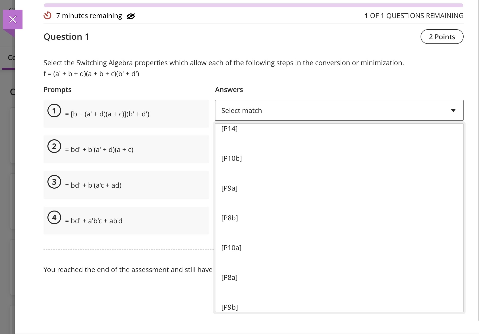 Solved Question 1Select the Switching Algebra properties | Chegg.com