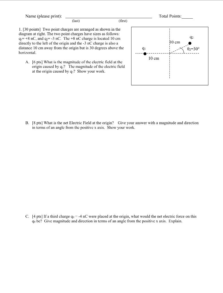 Solved Name (please print): Total Points: (last) (first) 42 | Chegg.com