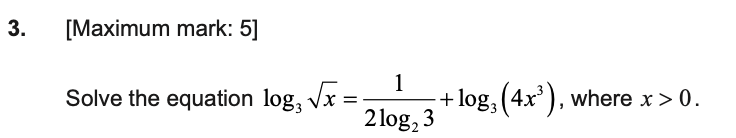 Solved [Maximum mark: 5] Solve the equation | Chegg.com