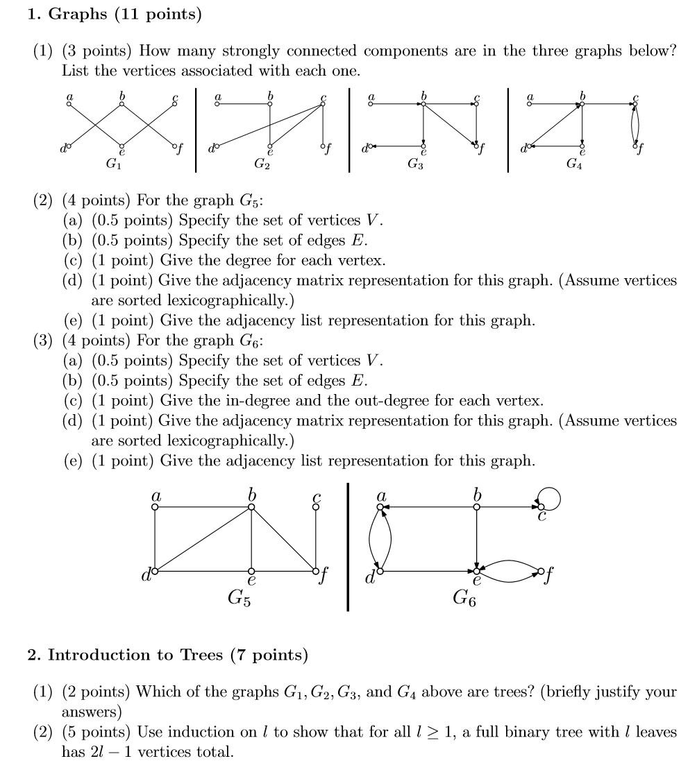 Solved 1. Graphs (11 points) (1) (3 points) How many | Chegg.com