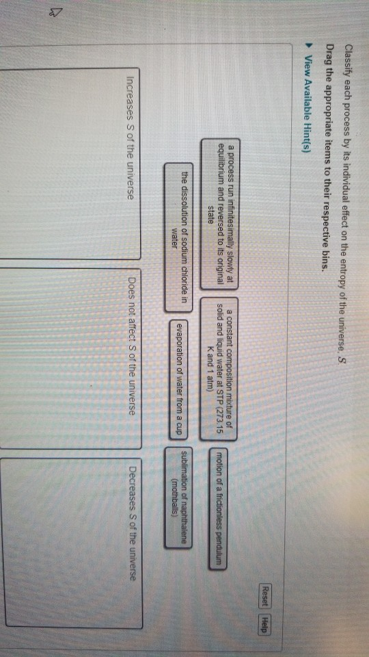 Solved Classify each process by its individual effect on the | Chegg.com