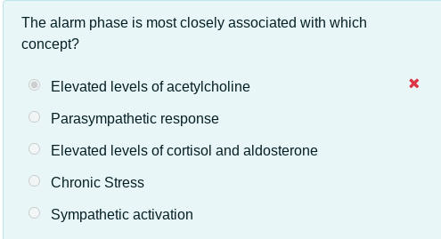 Solved The alarm phase is most closely associated with which | Chegg.com