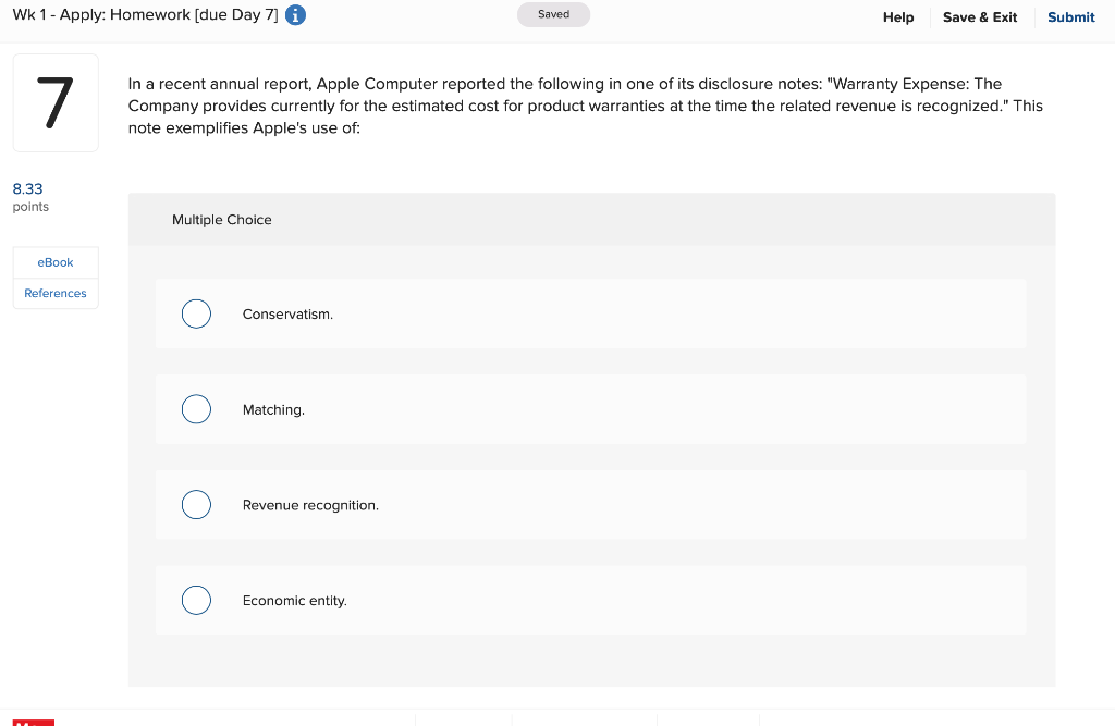 Solved Wk 1 - Apply: Homework (due Day 7) i Saved Help Save | Chegg.com