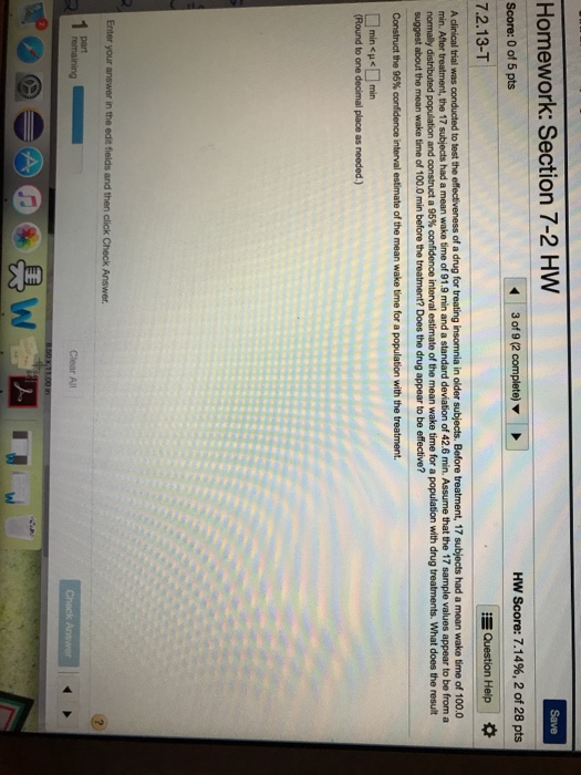 Solved Homework Section 7 2 Hw Score 0 Of 5 Pts 7 2 13 T