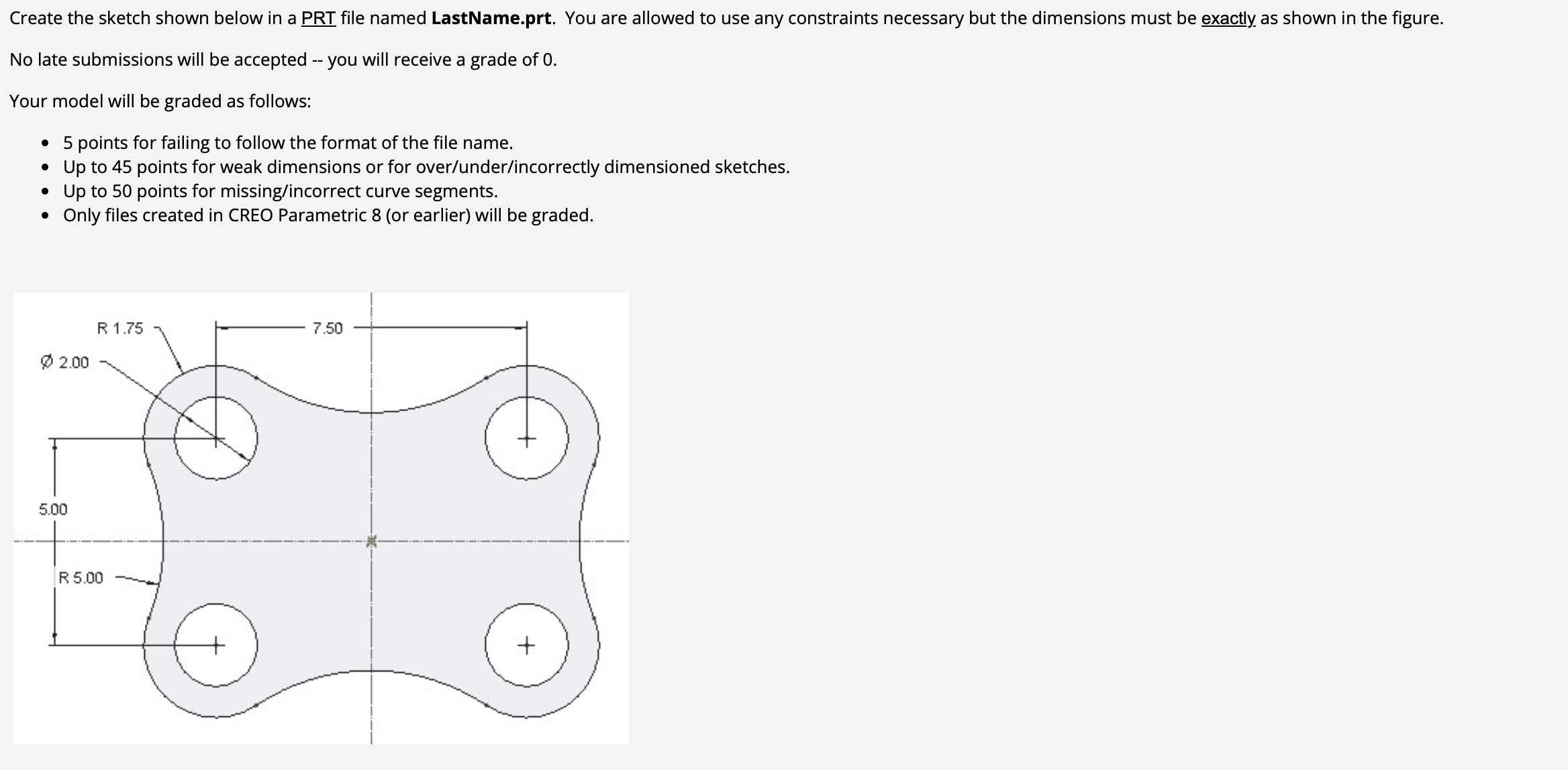 Create the sketch shown below in a PRT file named | Chegg.com