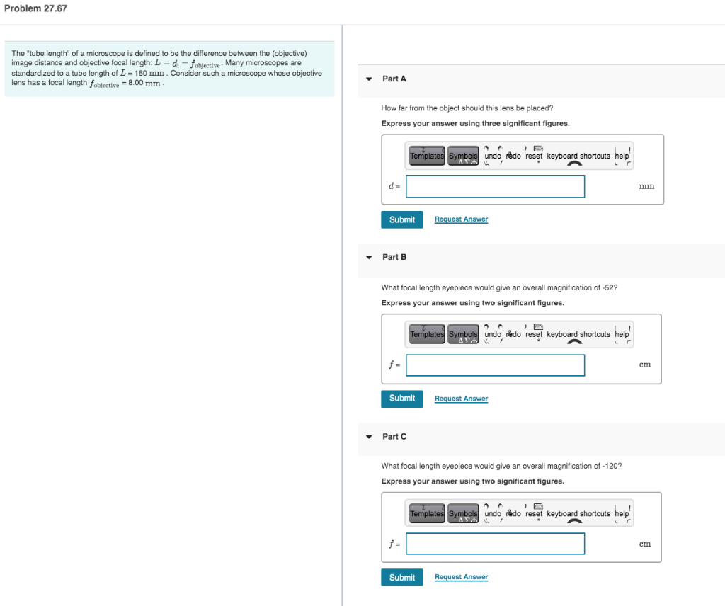 Solved Problem 27.67 The "tube length" of a microscope is | Chegg.com