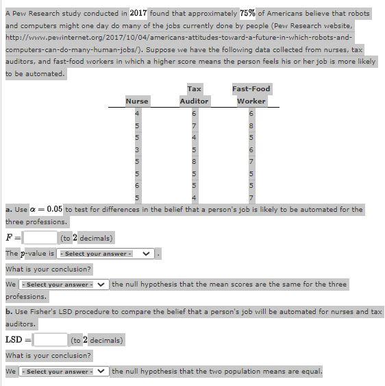Solved A. Pew Research study conducted in 2017 found that | Chegg.com