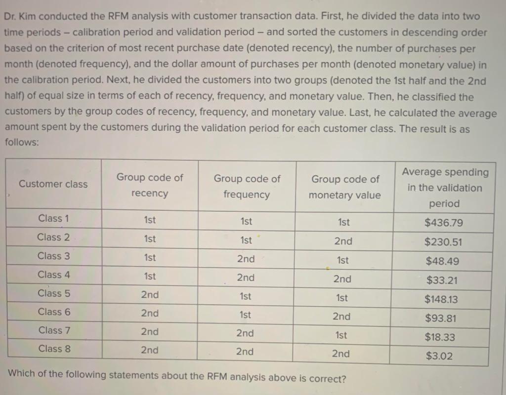 Solved Which of the following statements about the RFM | Chegg.com