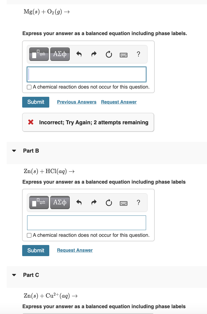 Solved Mg(s) + O2(g) → Express your answer as a balanced | Chegg.com