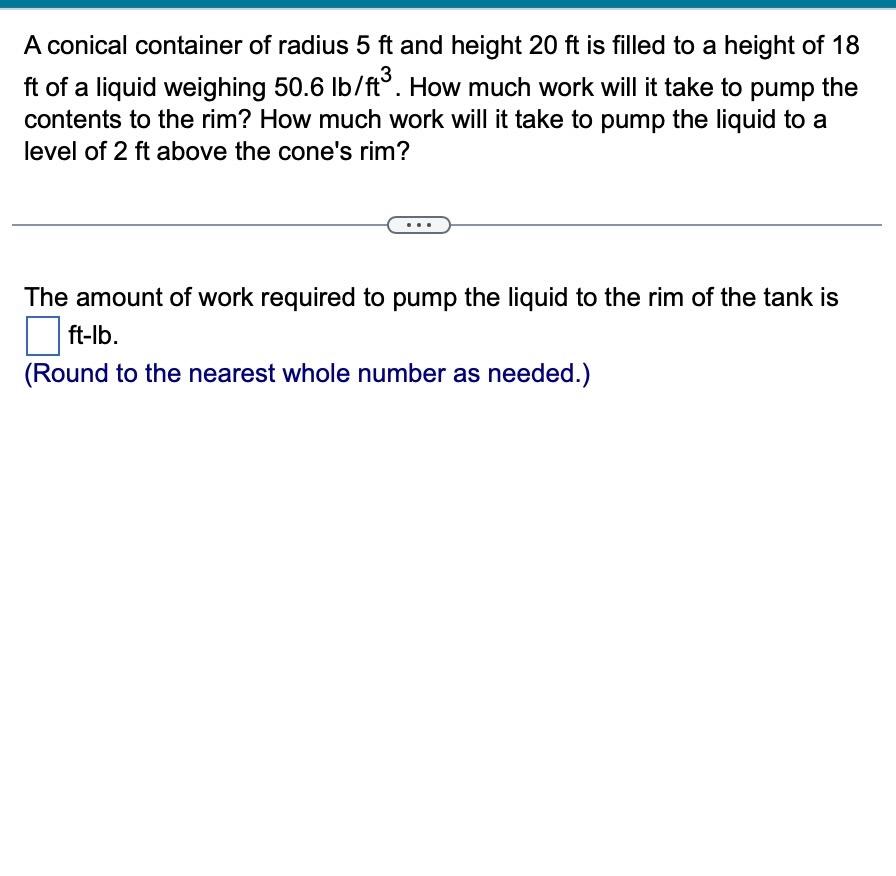 Solved A conical container of radius 5ft and height 20ft is | Chegg.com