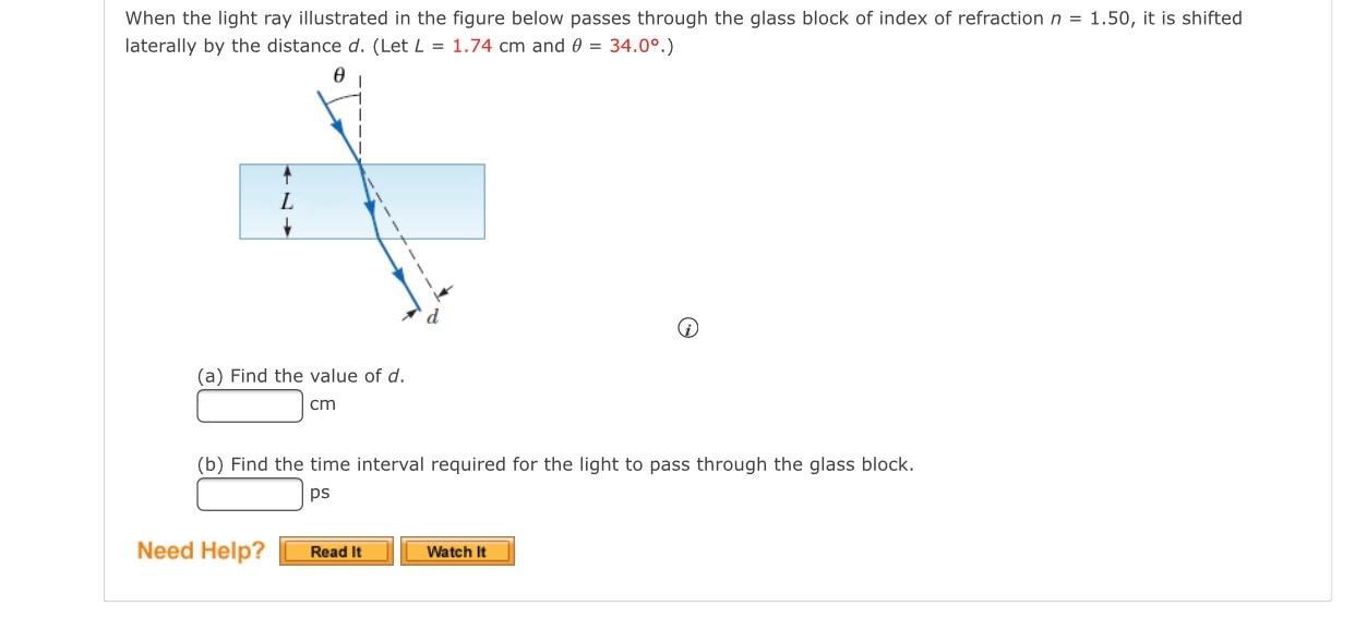 Solved When the light ray illustrated in the figure below | Chegg.com