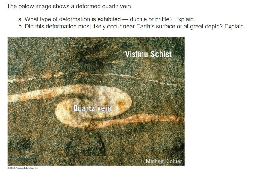 Solved The below image shows a deformed quartz vein. a. What | Chegg.com