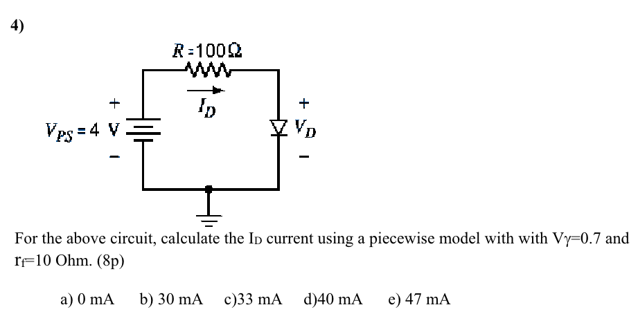 Solved For the above circuit, calculate the ID current using | Chegg.com