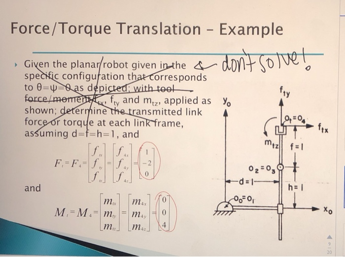 Solved Robotics force torque moment. SHOW HOW TO | Chegg.com