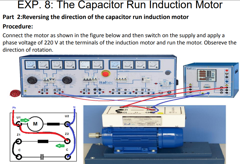 Solved Part 2:Reversing the direction of the capacitor run | Chegg.com