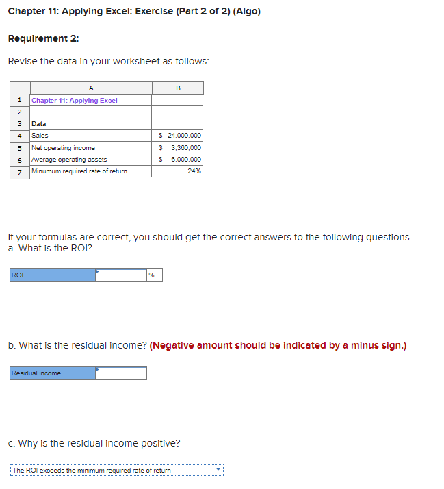[Solved]: Chapter 11: Applylng Excel: Exerclse (Part 2 of