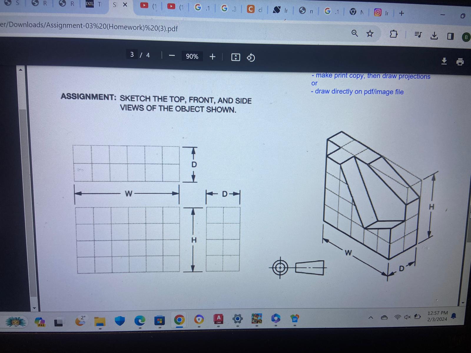 Solved Fmake print copy, then draw projectionsorASSIGNMENT: | Chegg.com