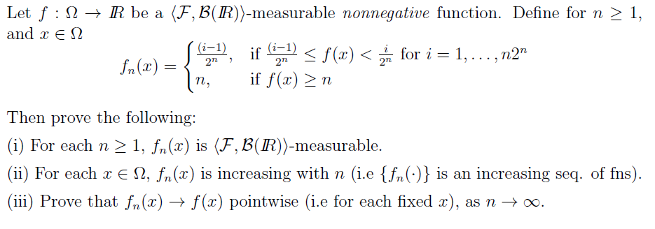 Solved Let f : 12 + R be a (F,B(R))-measurable nonnegative | Chegg.com