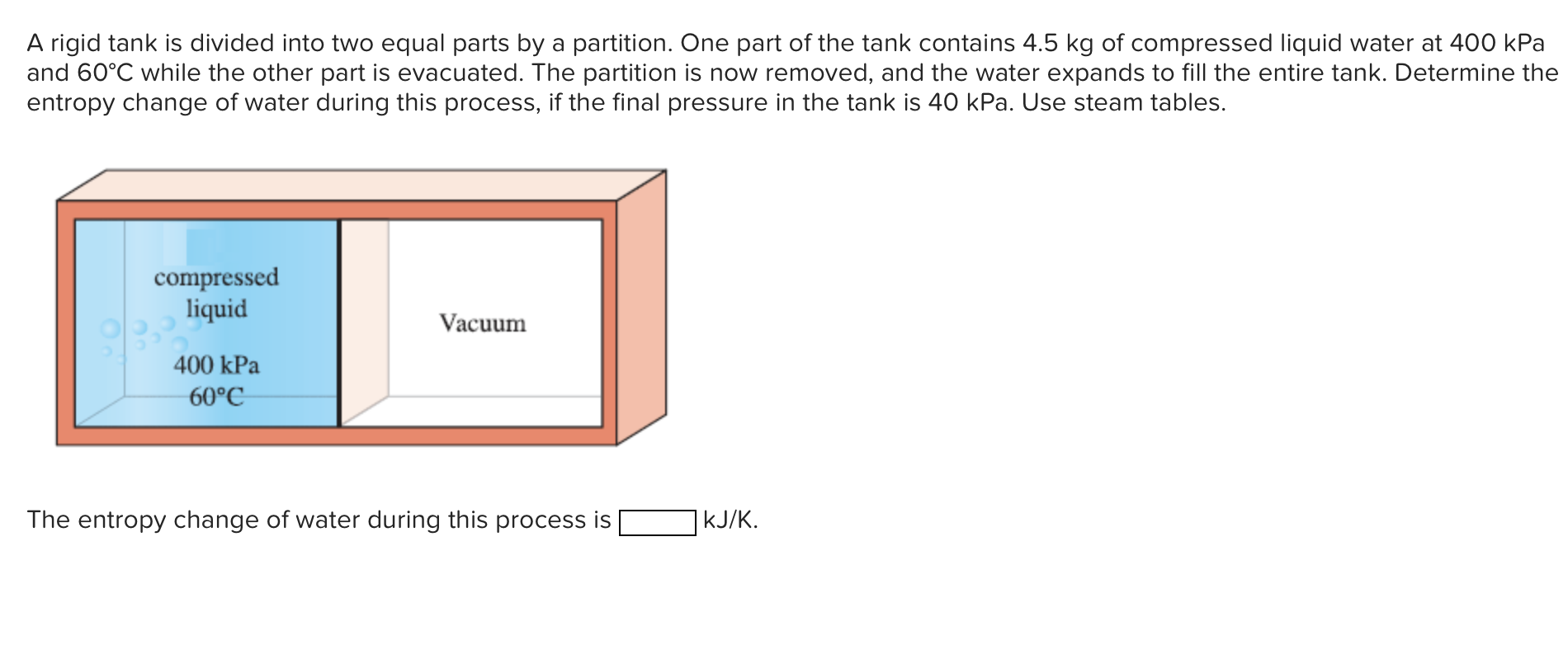 Solved A rigid tank is divided into two equal parts by a | Chegg.com