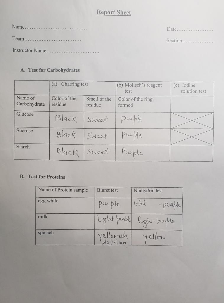 Solved Report Sheet Name.. Date. Team Section Instructor | Chegg.com