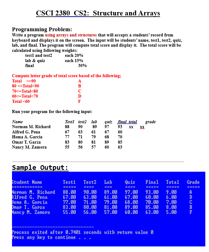 Solved CSCI 2380 CS2: Structure and Arrays Programming | Chegg.com