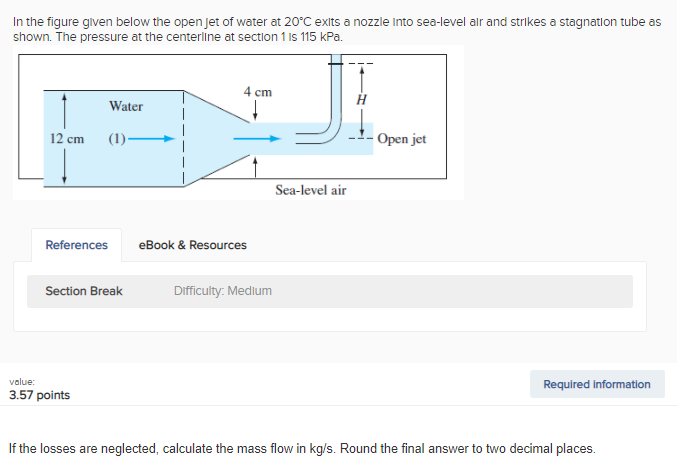 Solved In the figure given below the open ſet of water at | Chegg.com