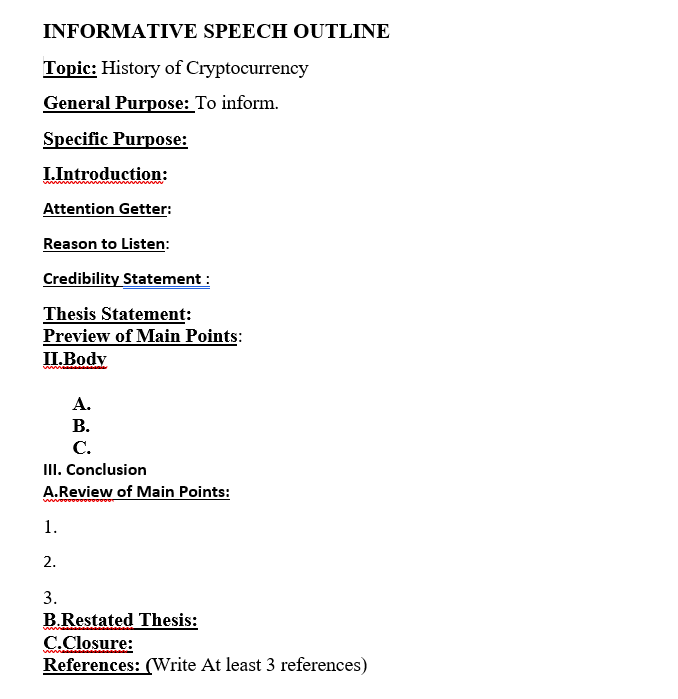Solved Looking for an informative speech on this topic | Chegg.com