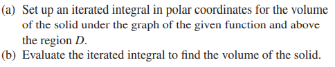 Solved (a) Set up an iterated integral in polar coordinates | Chegg.com